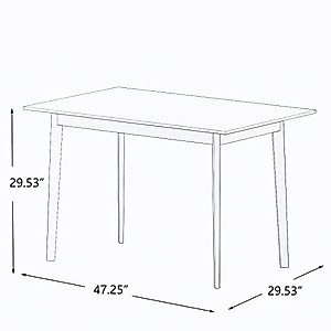 Locsear Wood Dining Table White Kitchen Table Modern Rectangular Dinner Table for Dining Room with Solid Wood Legs