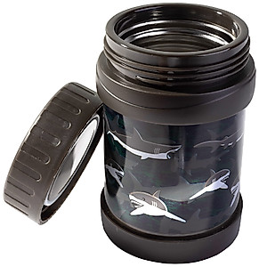 Bentology Stainless Steel Insulated 13oz Thermos for Kids - Shark - Large Leak-Proof Lunch Storage Jar for Hot or Cold Food, Soups, Liquids - BPA Free - Fits in Most Lunch Boxes and Bags