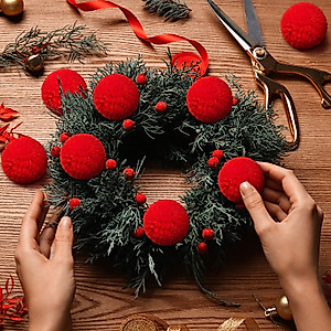 20 Pieces Yarn Pom Poms Christmas Yarn Pom Poms Pom Pom Balls for DIY Handmade Crafts Home Christmas Thanksgiving Party Holiday Hanging Decorations (Red,1.5 Inch)