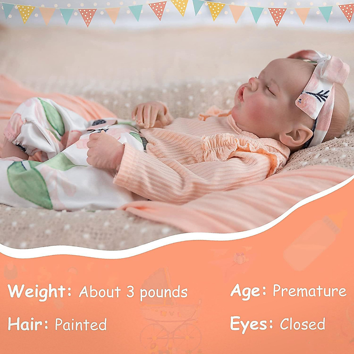 FANCCI Reborn Baby Dolls Sleeping, 18 Inch Realistic Baby Doll Full Vinyl Lifelike Baby Dolls, Real Life Baby Dolls Birthday Toys for Kids Age 3+