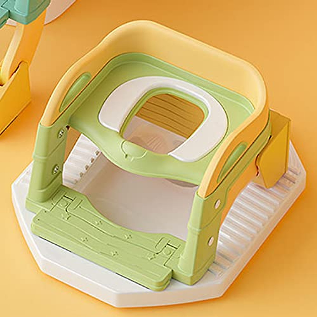 Toddlers Potty Training Multifunction Toilet Seat with Step Stool Ladder Handles Foldable Widen Base Toilet Training Seat Chair for Kids (Light Green)