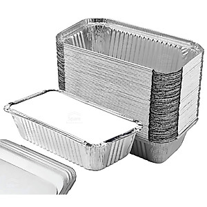 (55 Pack) Aluminum Loaf Pans with Lids, Disposable Bread Tins for Baking Bread, Lunch Containers with Lids, Personal Lasagna, Single Serve, Individual Baking Dishes 650 ml - Size 7.8 x 4.3 x 2