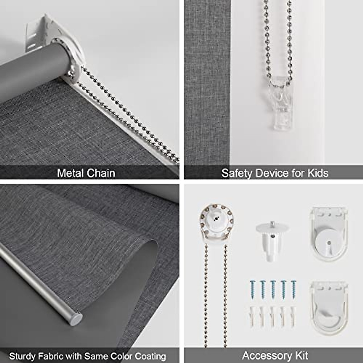 RED GRAPES 100% Blackout Roller Shades for Windows,UV Protection,Window Blind with Thermal Insulated,Roll up and Down Blinds,Window Shades for Home Office,Easy to Install(Dark Grey, 35'')