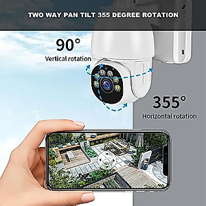 Solar Powered 1080P Security Camera 355° Pan Tilt AI Human Detection 2 Way Talk Extended Battery Life for Yard Factory Orchard Night Security Camera