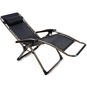 XZGDEN Lightweight Sun Lounger Headrest Folding Recliner Adjust Height Reclining Garden Camping Bed