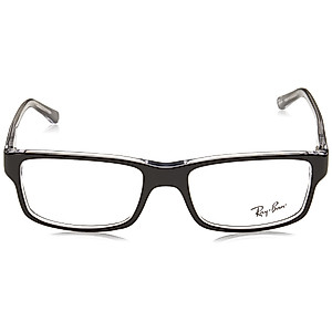 Ray-Ban RX5245 Square Prescription Eyeglass Frames, Black On Transparent/Demo Lens, 54 mm