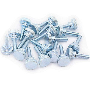 LBY 20pcs Knurled Hand Screw, M5 x 20mm Flat Knurled Head Fully Threaded Thumb Screws(Double Layer Step), Carbon Steel Galvanize