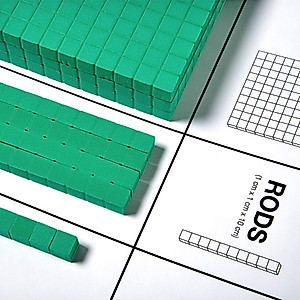 hand2mind Green Foam Base Ten Blocks Complete Set, Place Value Blocks, Counting Cubes for Kids Math, Base Ten Blocks Classroom Set, Math Blocks Kindergarten, Base 10 Math Manipulatives (Set of 644)