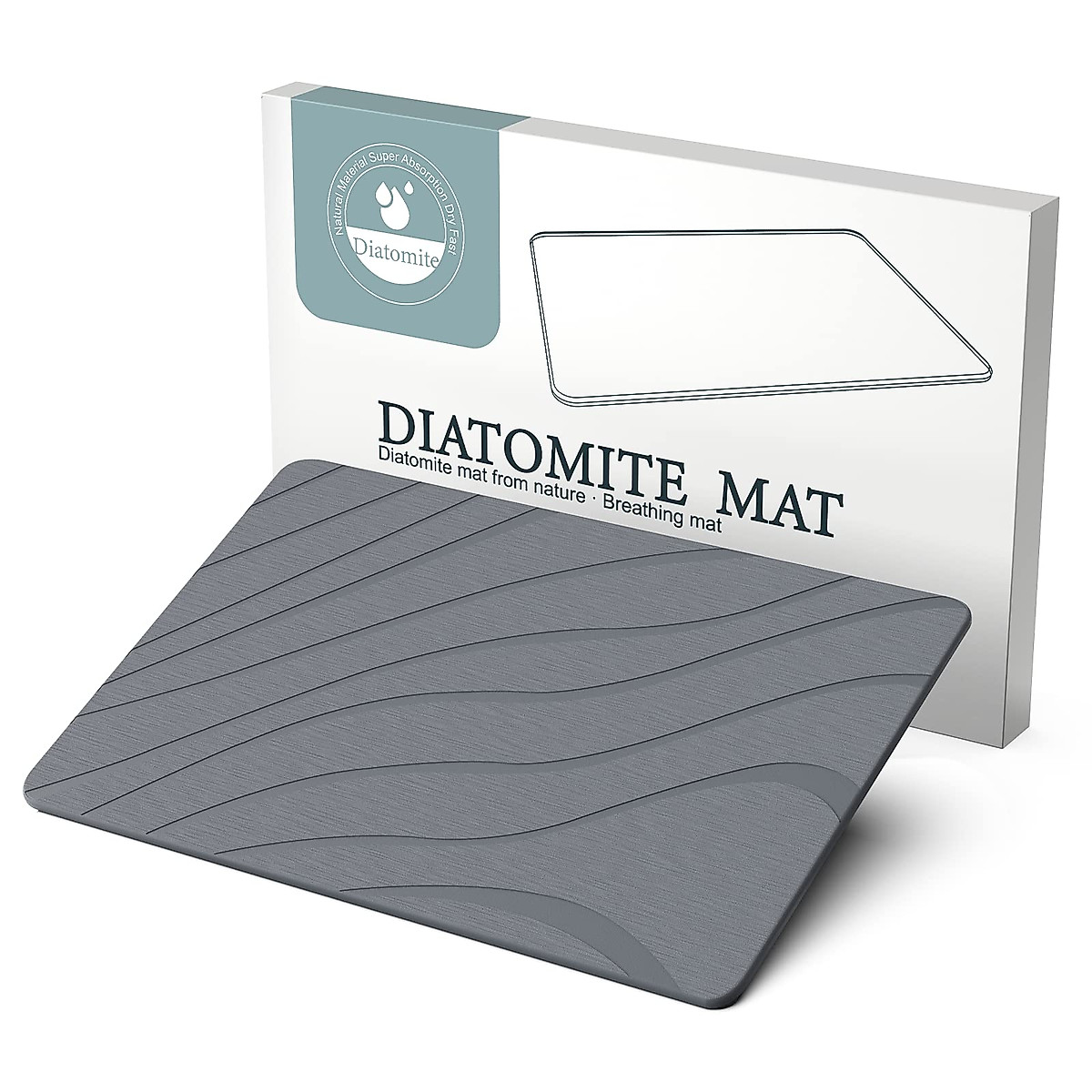 LOFTER Stone Bath Mat, Diatomite Stone Bath Mat Nonslip Super Absorbent Quick Drying Stone Mat for Kitchen Counter, Natural Non-Slip Bathroom Mats Stone Shower Mat Easy to Clean (23.5 x 15 inch)