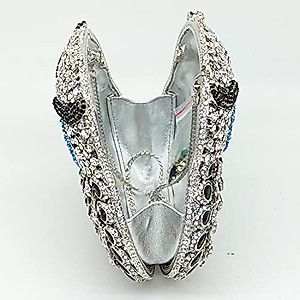Cute Owl Clutch Women Crystal Evening bags Formal Dinner Rhinestone Handbag Party Purse (BlackSilver,Small)
