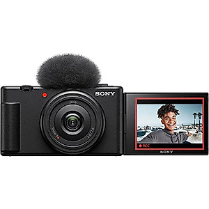 Sony ZV-1F Vlog Camera with 4K Video & 20.1MP for Content Creators and Vloggers Black ZV-1F/B Bundle with Deco Gear Case + Extra Battery + Filter Kit + Photo Video Software & Photography Accessories