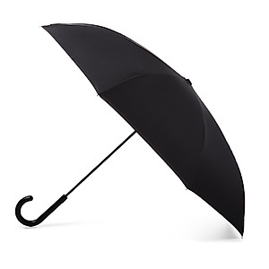 Totes InBrella - Reverse Close Umbrella with Invisible Water Repellent Coating - Auto Close, Inverted, Dripless, and Stormproof for Rainy Weather