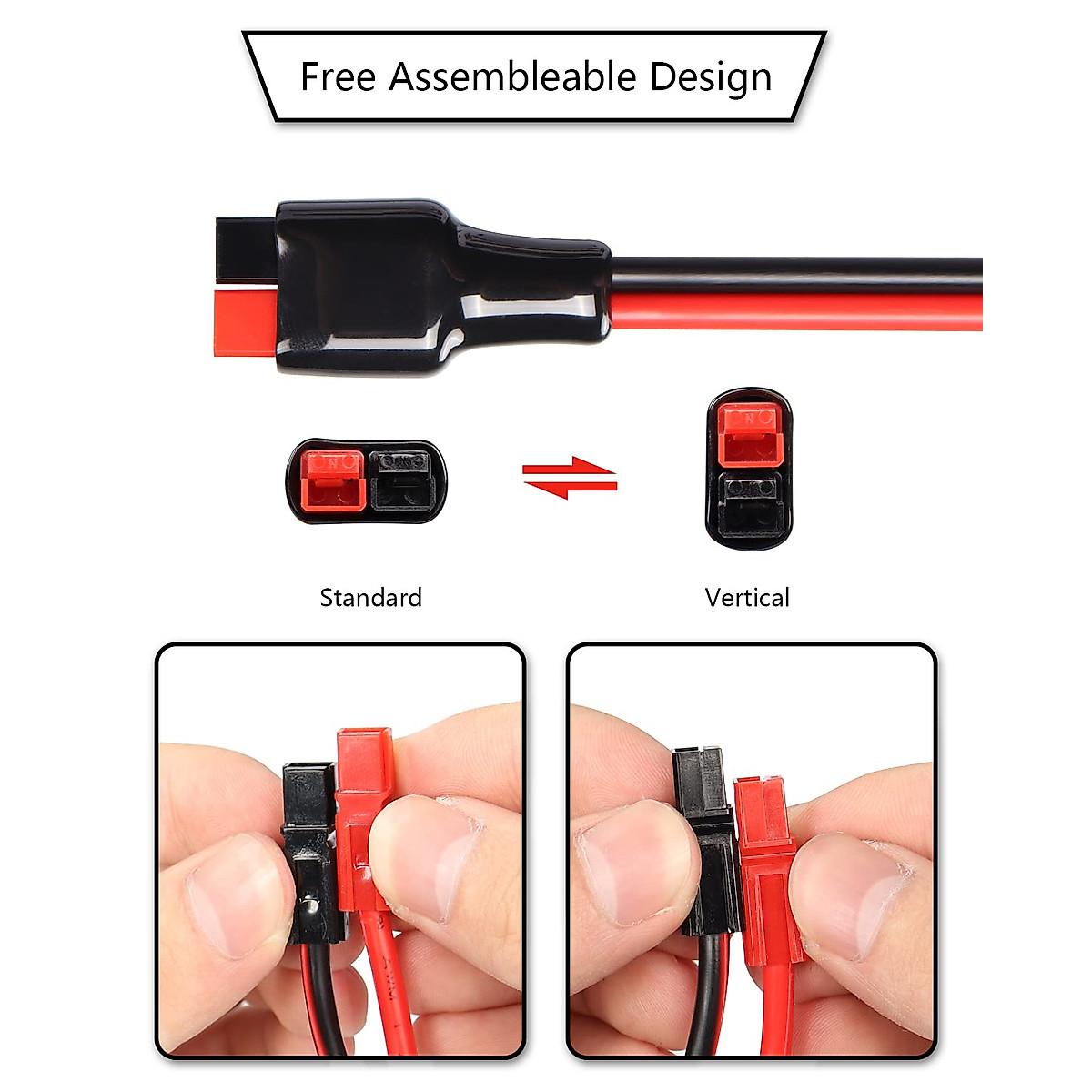 CERRXIAN 3.2FT 12AWG XT60 Male to Solar Panel Connector 30A Power Pole Port Extension Cable for Center Drive Motor, Solar Panel to Portable Generator(XT60-M)