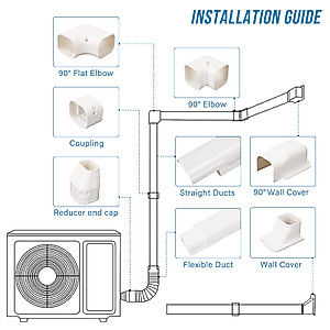 3" W 16.1Ft L Line Set Cover Kit for Mini Split Air Conditioners Decorative PVC Slim Line Cover for Central AC & Heat Pumps Systems Tubing Cover (3" W 16.1Ft L)