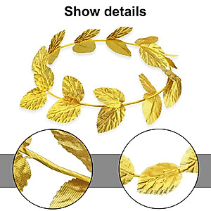 Unittype Roman Laurel Toga Head Wreath Goddess Headpiece Circlet 7.3 Inches in Diameter Gold Leaf Crown Golden Greek Emperor Crown Toga Headwear(48 Pcs)