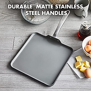 GreenPan Chatham Hard Anodized Healthy Ceramic Nonstick, 11" Griddle Pan, PFAS-Free, Dishwasher Safe, Oven Safe, Gray