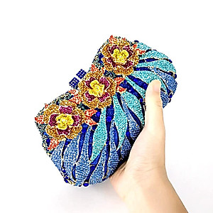 ZLXDP Bridal Party Purse Evening Party Handbag Wedding Crystal Clutches Rose Flower Crystal Purses
