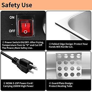 Commercial Electric Deep Fryer, AGKTER, Dual Tank Stainless Steel Deep Fryer with Basket & Lid, Over-Temperature Protection, Ideal for Restaurant and Home Use - 10.5qt+10.5qt, 1500W+1500W, 110V