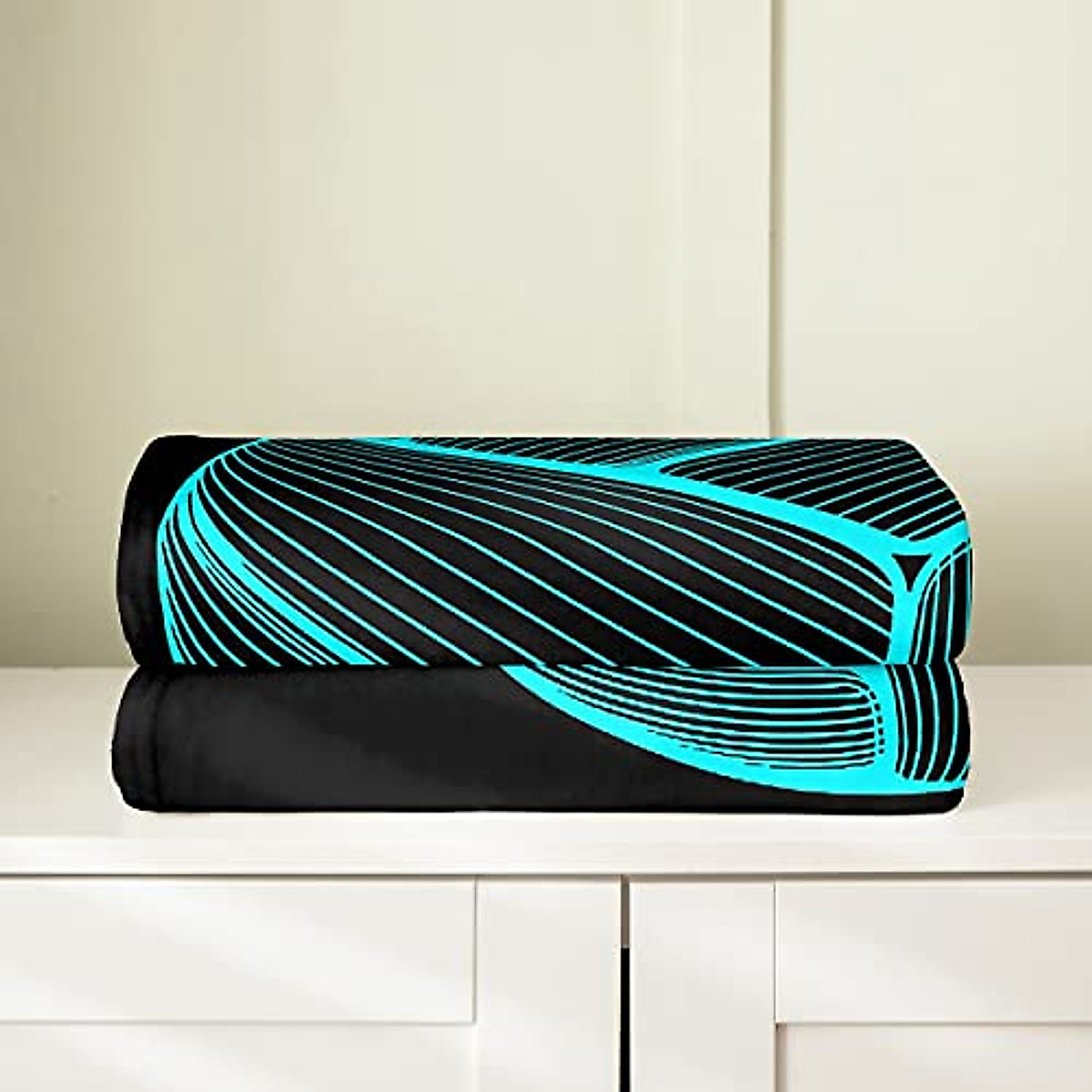 Volleyball Pattern Plush Throw Blanket,for Ball Sports Flannel Fleece Blanket Decorative Teal Neon Ball Games All Season,Bed Blanket Volleyball Player 40"x50"