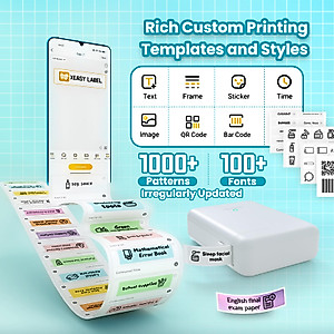 vretti Label Maker Machine with Tape, HP2 Portable Bluetooth Label Printer for Storage, Shipping, Barcode, Office, Home, Organizing Mini Sticker Label Maker with Multiple Templates (White)