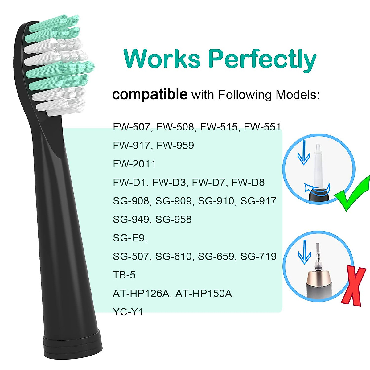 Relax Artist Toothbrush Replacement Heads Compatible with Fairywill Toothbrush Heads Handle Fairywill FW-507/508/551/515/917/959/2011 FW-D1/D3/D7/D8 for Fairywill Electric Toothbrush 8 Count