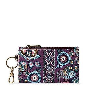 Sakroots Encino Slim Wallet in Coated Canvas, Pin Snap Closure, Violet Tapestry World