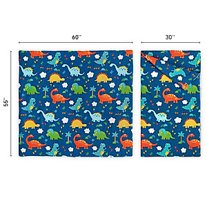 Wake In Cloud - Sleeping Bag Zippered, Nap Mat with Matching Pillow for Kids Boys Girls Sleepover Overnight Travel Slumber Bag, Dinosaurs Printed on Navy Blue, 100% Cotton with Microfiber Fill