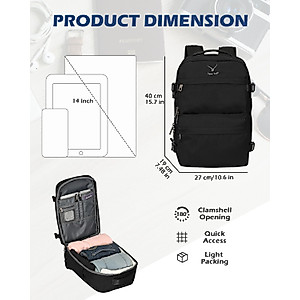 Hynes Eagle 20L Travel Backpack Carry on Backpack Women Men Personal Item Bag for Spirit Airlines Small Nylon Laptop Backpack 14 inches Black