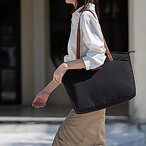 tomtoc Tote Bag for Women, Water-resistant Laptop Shoulder Bag Lightweight Large Capacity Shopping Bag for Daily Office Work, Business Travel Fits up to 16-inch MacBook Pro