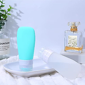 2 Pcs Silicone Travel Bottles,2oz Leak Proof Refillable Squeeze Containers with Transparent Carry Bag,Small Empty Travel Size Bottles for Shampoo,Conditioner,Lotion,Toiletries