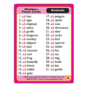 Super Duper Publications | Webber® Animals Photo Card Deck | Educational Learning Resource for Children