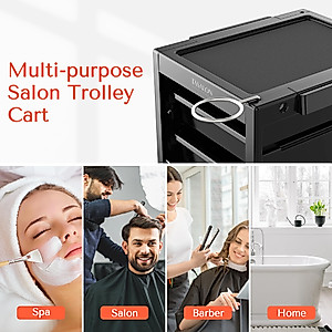 TASALON Professional Salon Trolley Cart, Hair Salon Equipment for Salon Station, Space Saving Salon Hair Cart 4 Drawers & 2 Storage Baskets, Salon Stations for Hair Stylist, Multipurpose Tool Cart