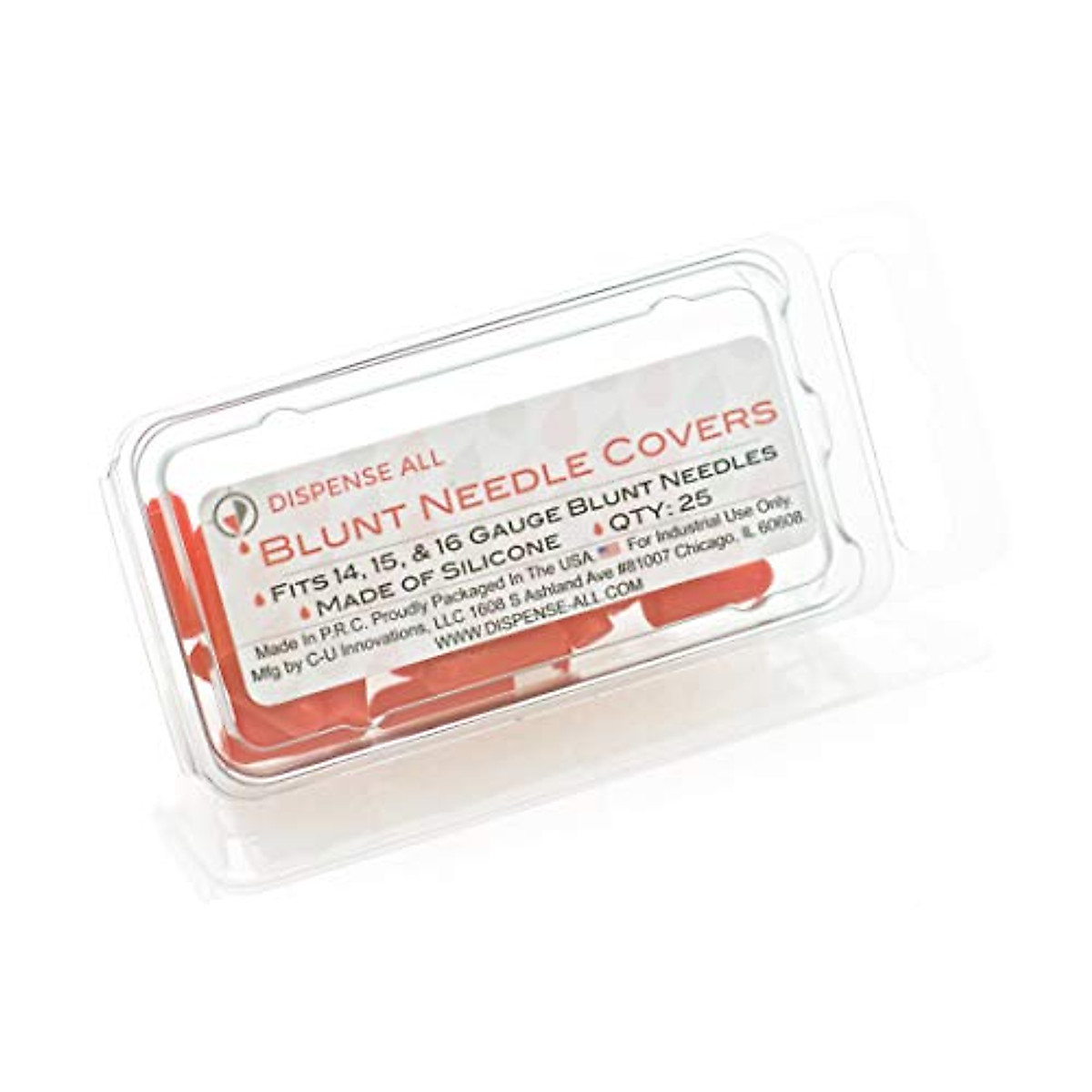 Dispense All - Blunt Needle Covers, Red, Fits 14, 15, & 16 Gauge (QTY 25)