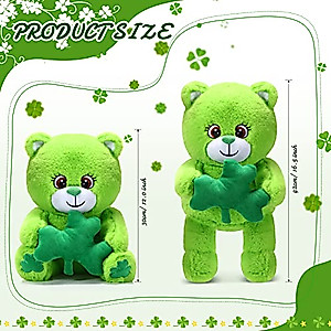 Kasyat St. Patrick's Day Bear Stuffed Animal with Shamrock 12 Inch Plush Bear Cute Stuffed Bear Plushie Shamrock Lover Birthday St. Patrick's Day Party Favor Gifts