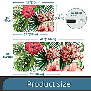 VBFOFBV Bathroom Rugs Absorbent Bath Mats for Bathroom Kitchen Bath Rugs Indoor Outdoor Area Rugs, Tropical Palm Leaf Flowers Hawaiian Modern