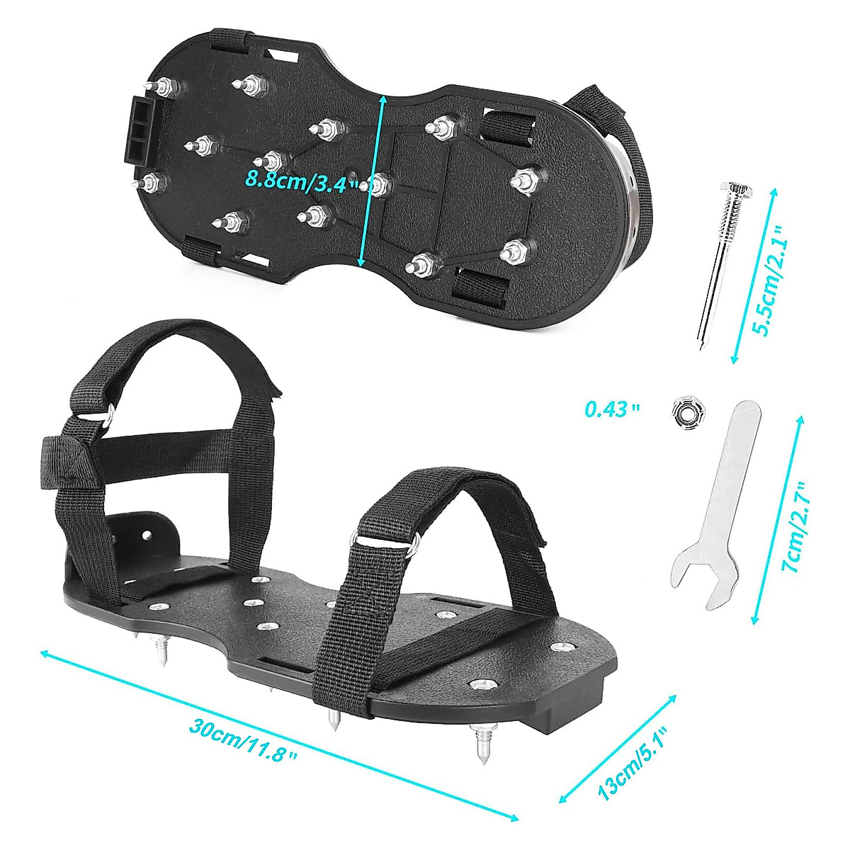 FIETODK Gunite Spiked Shoes, Fully Assembled Epoxy Shoes with 3/4" Short Spikes Perfect for Epoxy Floor, Overlays, Cover Installation (Black)