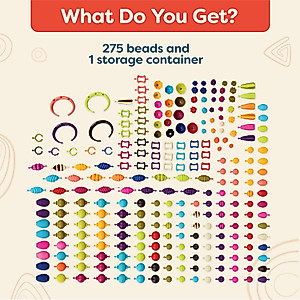 B. toys – Pop Arty! 275 Pcs- Jewlery Making Kit- Creative Pop Snap Bead Set for Kids –DIY Craft Jewelry Making Kit –Necklaces, Rings, Bracelets – 4 Years +