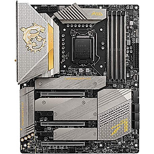 MSI MEG Z590 ACE Gold Edition Gaming Motherboard (ATX, 11th/10th Gen Intel Core, LGA 1200 Socket, SLI/CFX, DDR4, PCIe 4, M.2 Slots, USB 3.2 Gen 2, Wi-Fi 6E, Mystic Light RGB)