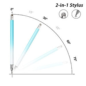 Stylus Pen (2 PCS), JAMBHALA Universal 2 in 1 Magnetic Disc Stylist Pens with Extra Replacement Tips for iPad, iPhone, Tablets, Samsung, Kindle and All Touch Screens Devices (Black/White)