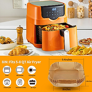 YOISDJL 200pcs Air Fryer Liners, 8.7" Square Parchment Disposable Paper Liner for Air Fryer, Baking, Roasting and Microwave, Non-Stick liner Accessories