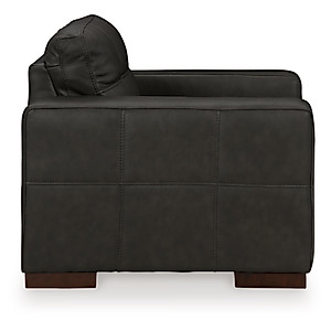 Signature Design by Ashley Luigi Modern Tufted Leather Match Upholstered Oversized Chair, Black