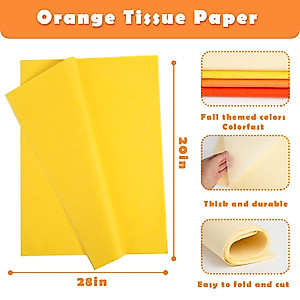 Shindel 128 Sheets Orange Tissue Paper, 28Inch Thickened Tissue Paper Bulk Gift Wrapping Paper for DIY Crafts Thanksgiving Autumn Gift Box Decoration