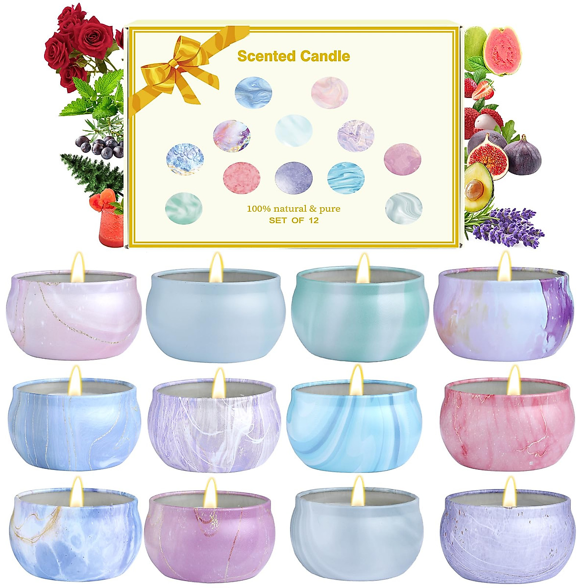 Scented Candles Gifts for Women, 12 Pack Candles for Home Scented, Soy Scented Candles for Home, Aromatherapy Candle Gifts Set for Christmas Day, Birthday, Mothers Day, Valentine's Day