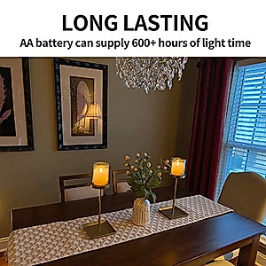 3x3 Flickering Flameless Candles Set of 2, 2AA Battery Life 600 Hours Battery Candles Flickering with Timer, 3 inch Flameless Candles with Remote for Valentines Day Decorations Indoor/Outdoor, White