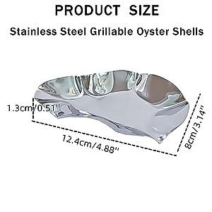 Blavna Stainless Steel Grillable Oyster Shells, Reusable Clam Shells Scallop Shells, Large Oyster Grilling Shell Pan for Baking Oyster, Clam, Scallop, Shrimp, Crab Cakes, Eggs, Appetizers, Seafood