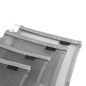 Topfinder Clear Cosmetic Bags Zip Makeup Mesh Bags Pencil Case Pouch Travel Toiletry Kit Set Storage Case ((6A+5A)*3 Grey)