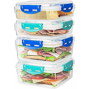 Freshmage 3 PCS Sandwich Containers with lids - 100% Airtight & BPA-Free & Microwave and Dishwasher Safe Kitchen Storage Containers, Included 3 Different Color Sandwich Containers for Lunch Boxes
