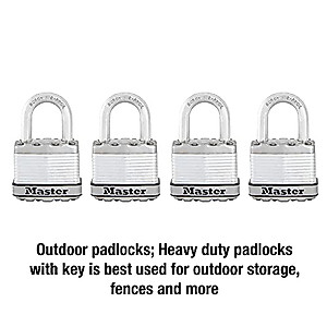 Master Lock M1XQ Magnum Heavy Duty Padlock with Key, 4 Pack Keyed-Alike