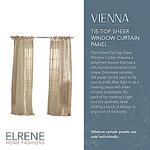 Elrene Home Fashions Vienna Sheer Tie-Top Window-Curtain Panel, 52 in x 84 in (1 Panel), Flax