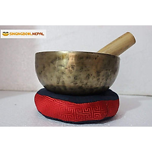 Solar Plexus Chakra E Note Auntic Hand Hammered Tibetan Meditation Singing Bowl 7 Inches - Yoga Old Bowl By Singing Nepal